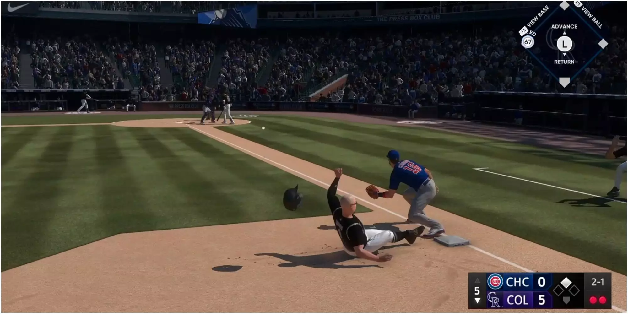 MLB The Show 22 තුන්වන පදනම සොරකම් කිරීමට ලිස්සා යාම