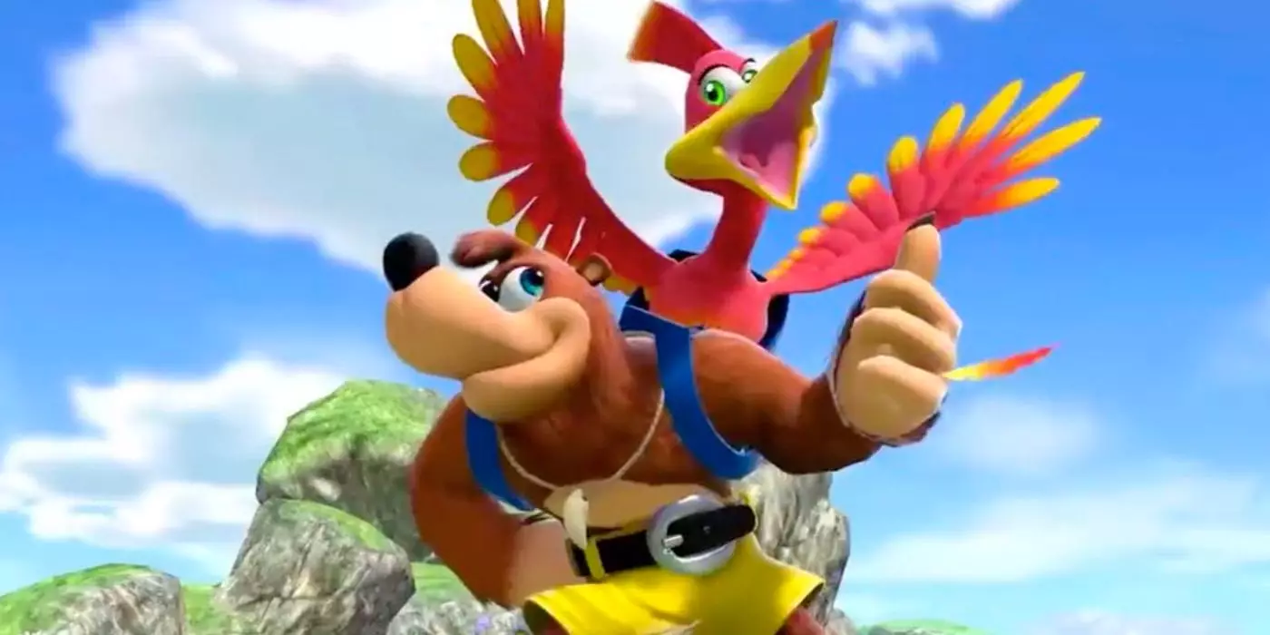 Super Smash Bros. Ultimate Banjo donant el polze cap amunt