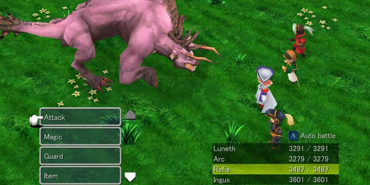 Final Fantasy 3 Battle Scene Refia Attacking