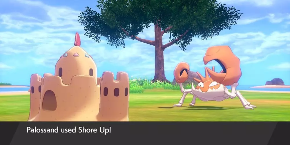 Palossand gebruikt Shore Up in Pokemon Sword & Shield