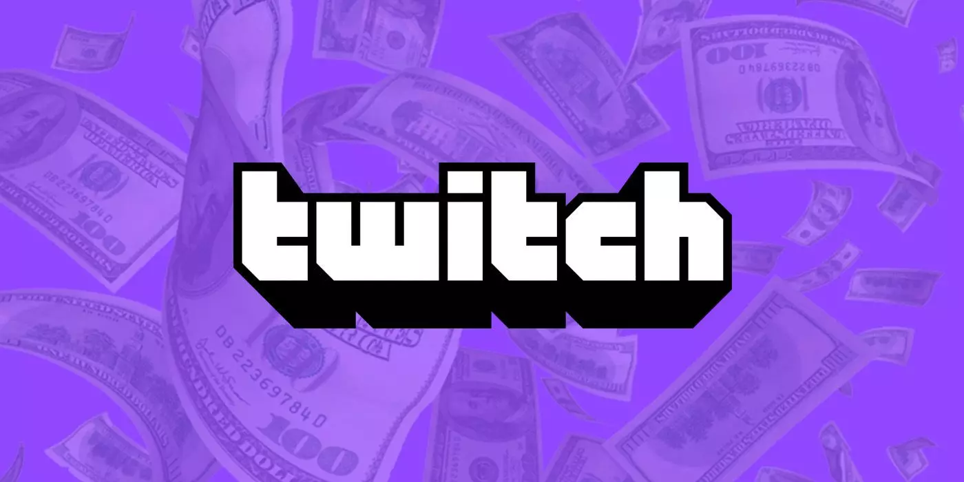 Анын артында акча менен Twitch логотиби