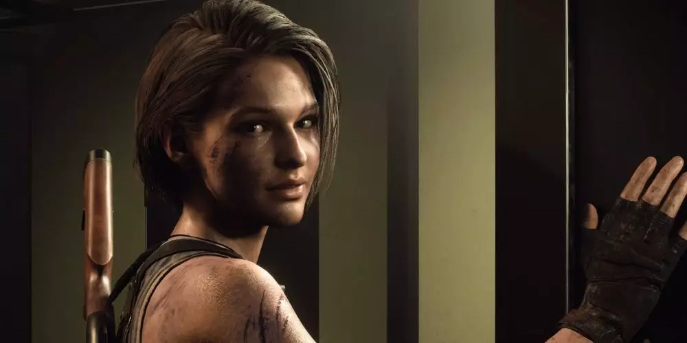 Remake Resident Evil 3 Jill nastupuje do vlaku a ohlíží se zpět