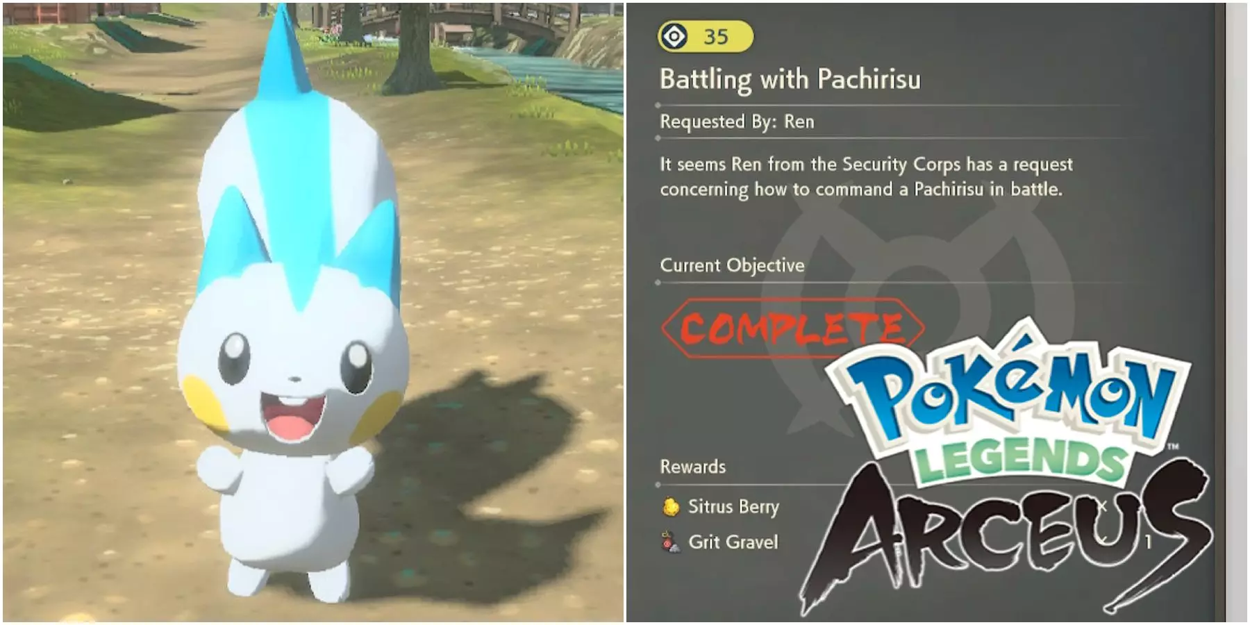 Pokemon Legends: Arceus — Eskaera 35: Pachirisurekin borroka