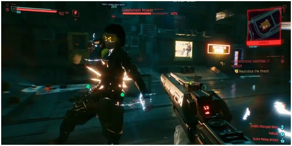 Cyberpunk 2077 Fighting Mower With A Shotgun