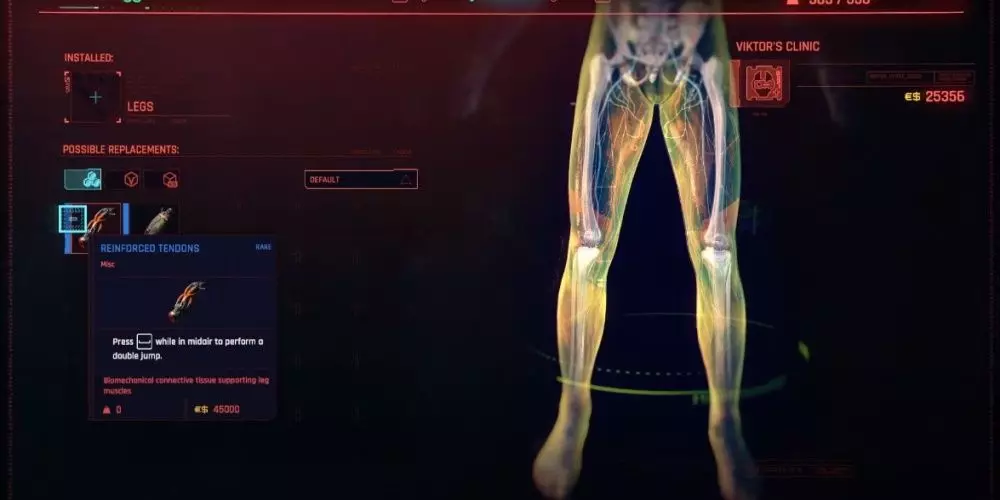 Cyberpunk 2077 Nohamafisina Tendons Amin'ny Fividianana Menu