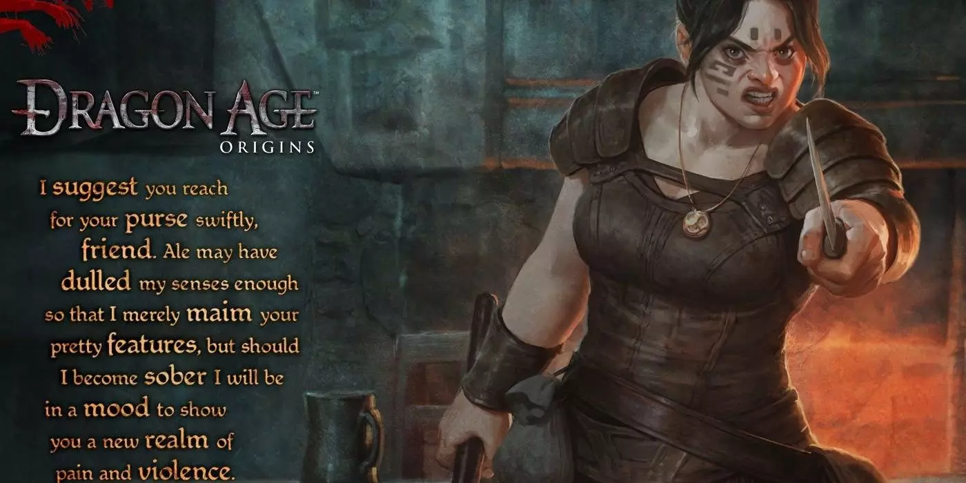 Nykštukinis gyventojas saugo savo alų filme Dragon Age: Origins