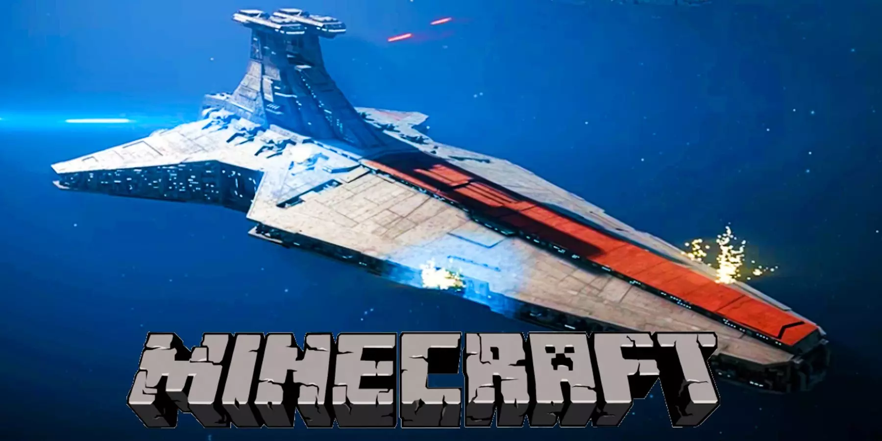 Mpilalao Minecraft dia manao fialam-boly mahavariana amin'ny Venator-Class Star Destroyer avy amin'ny Star Wars