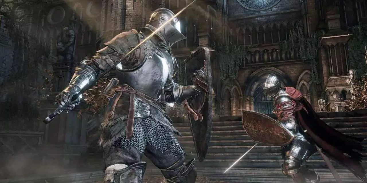 Dark Souls 3 Lothric Knight Bojová postava rytířské třídy.