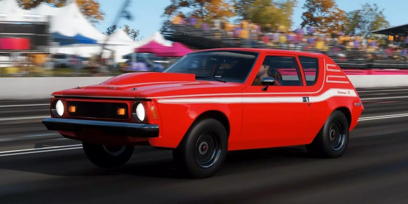 Forza Horizon 4 AMC Gremlin X ირგვლივ სარბოლო ტრასის გვერდითი ხედიდან