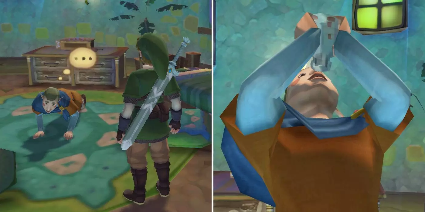 Fledge eine zweite Flasche Ausdauertrank während der Nebenquest Fledges Training in The Legend of Zelda: Skyward Sword HD geben