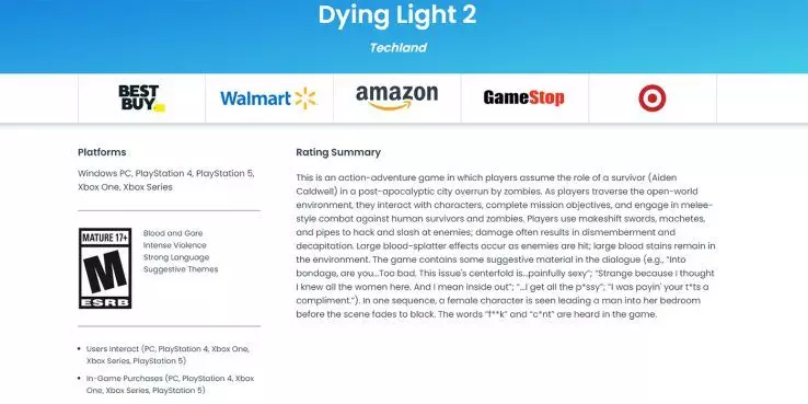 ການໃຫ້ຄະແນນ Dying Light 2 ຊີ້ໃຫ້ເຫັນປະສົບການທີ່ເຂັ້ມຂຸ້ນ ແລະ ໂກຣີ 1443_2