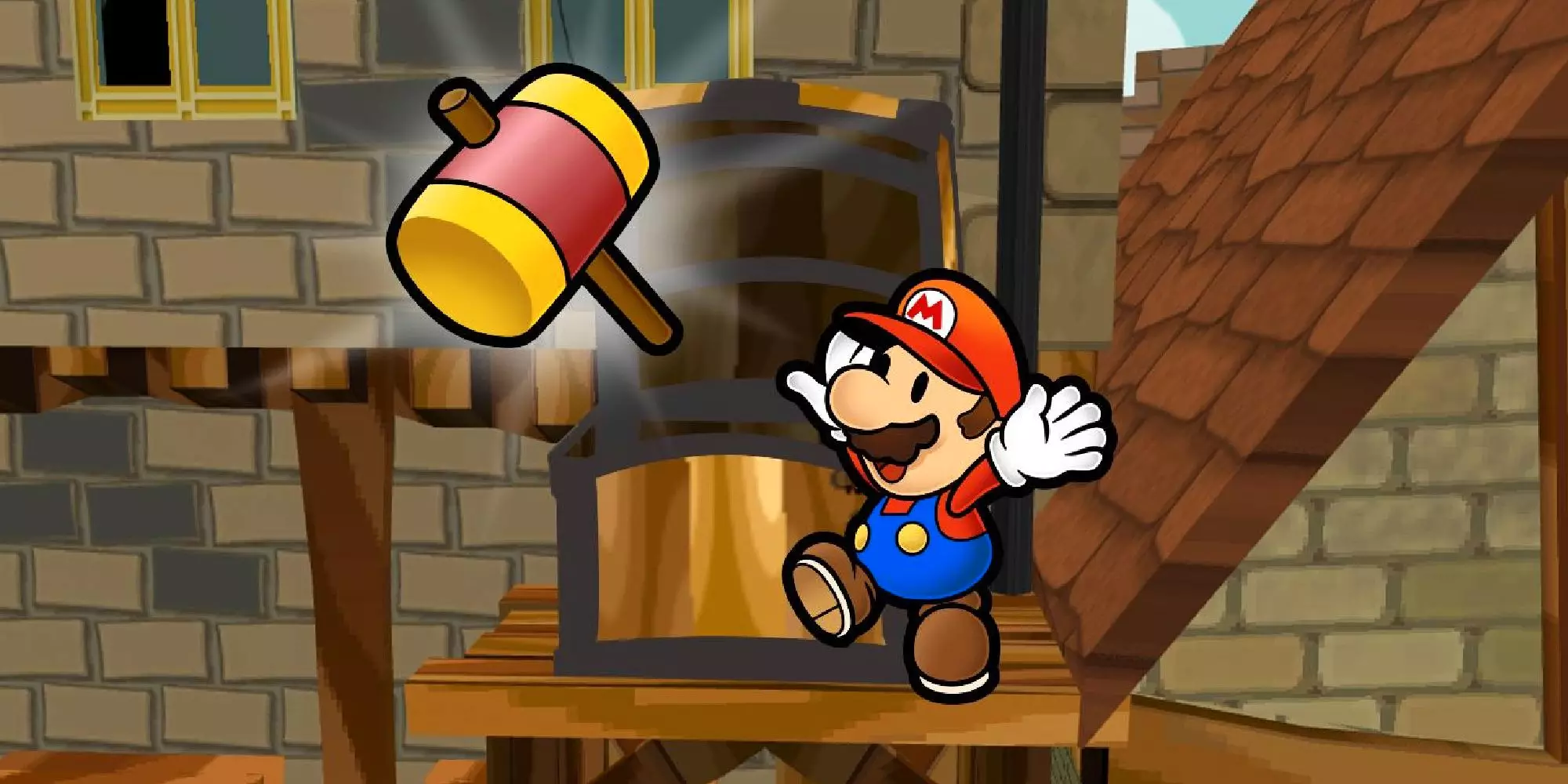 Paper Mario ได้รับค้อนจากหีบสมบัติใน The Thousand Year Door