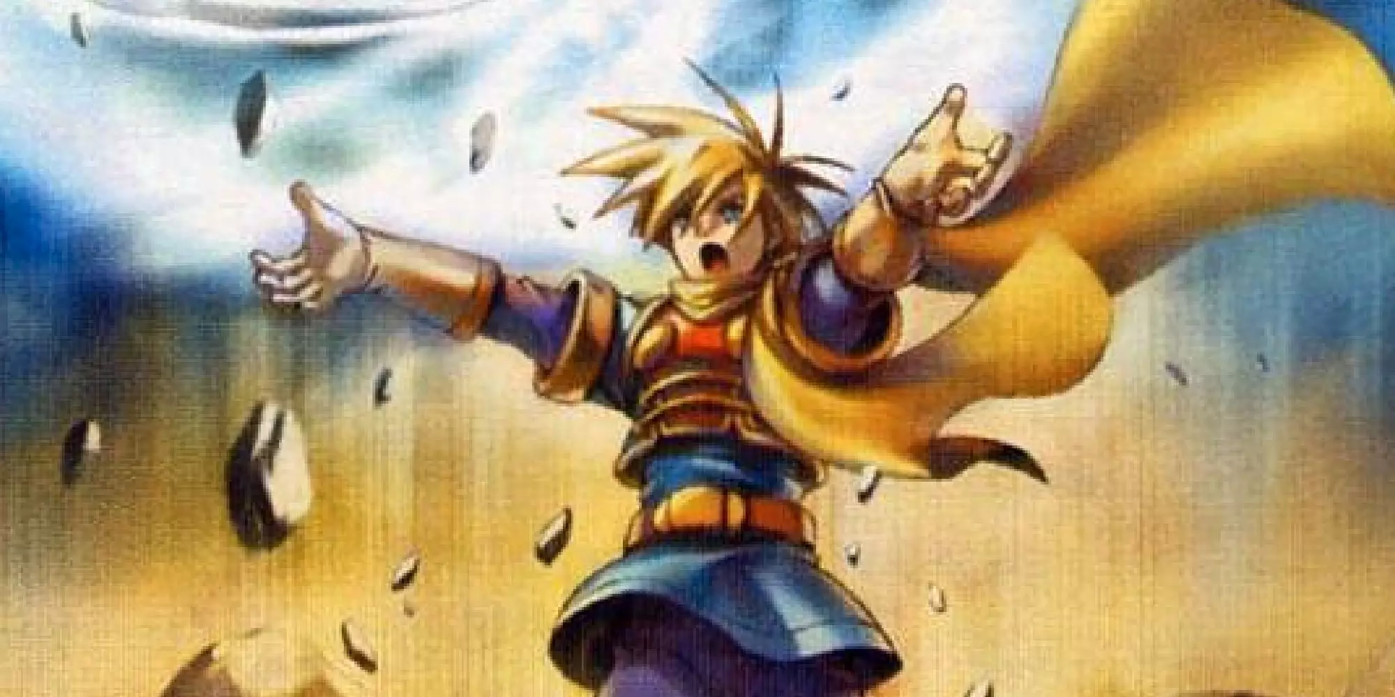 Isaac manipuleer aarde in Golden Sun-kunswerk