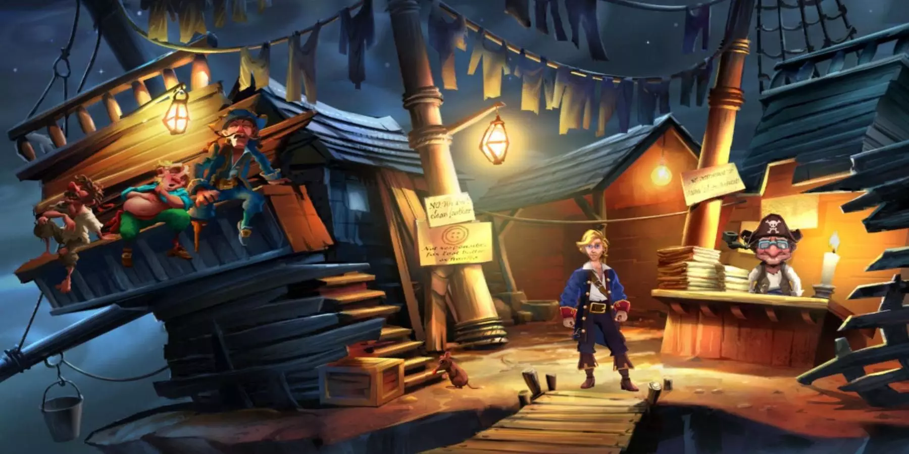 guybrush threepwood en una tienda de barcos piratas en monkey island 2