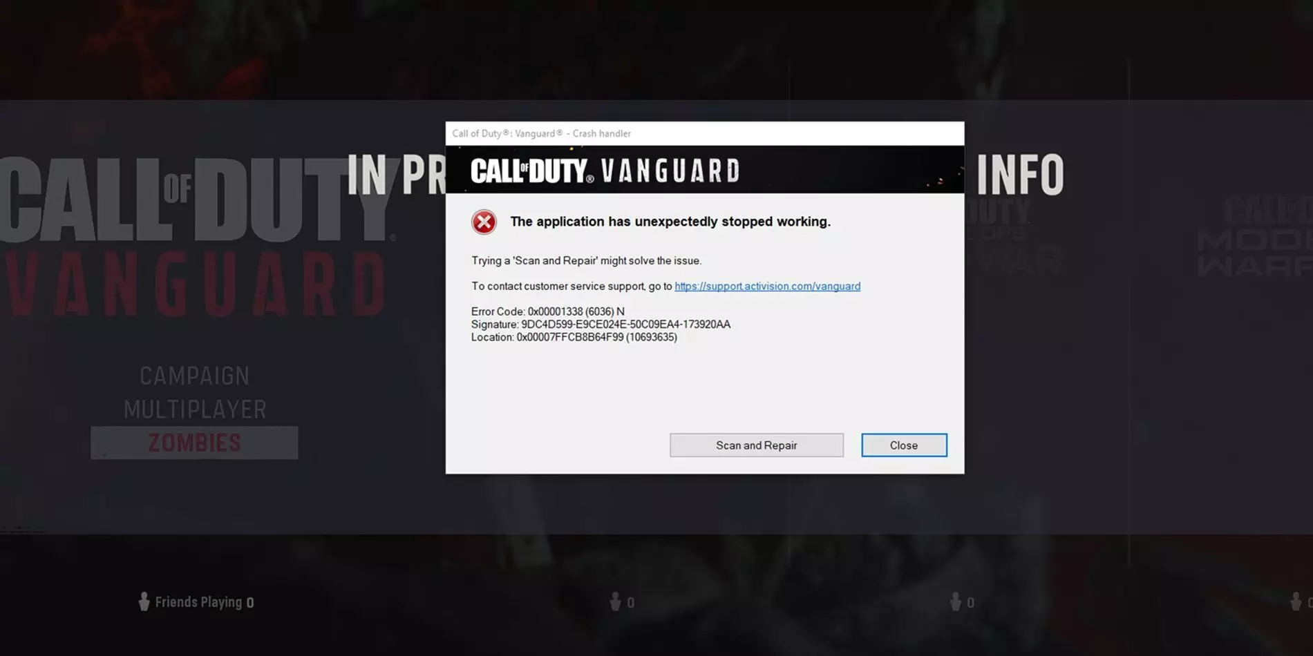 Call of Duty Vanguard Zombies – pád do hlavní nabídky oříznut