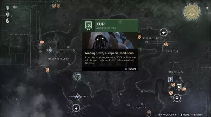 ຈຸດຫມາຍປາຍທາງ 2 Xur ສະຖານທີ່ EDZ