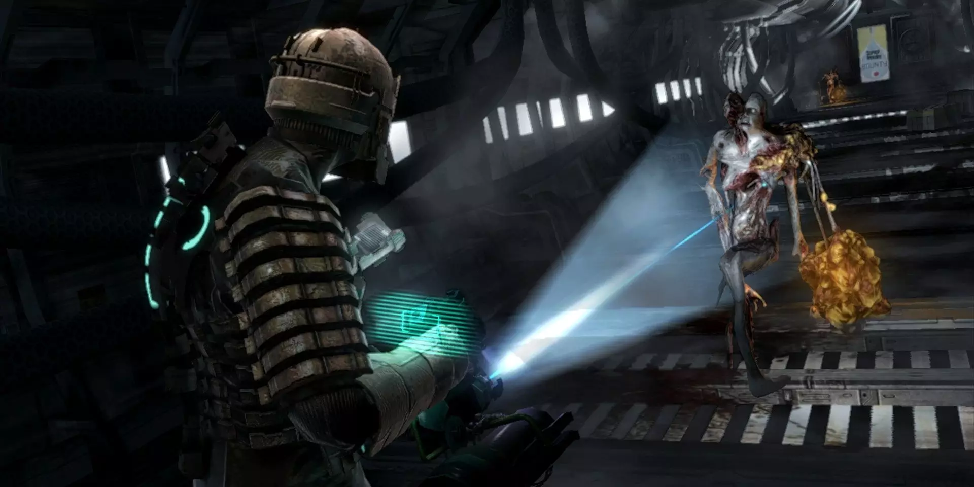 deadSpace2, isaac Clark pajoang necromorph ngabeledug