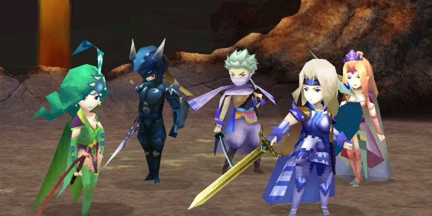 Posisi kemenangan menampilkan party utama dari Final Fantasy IV