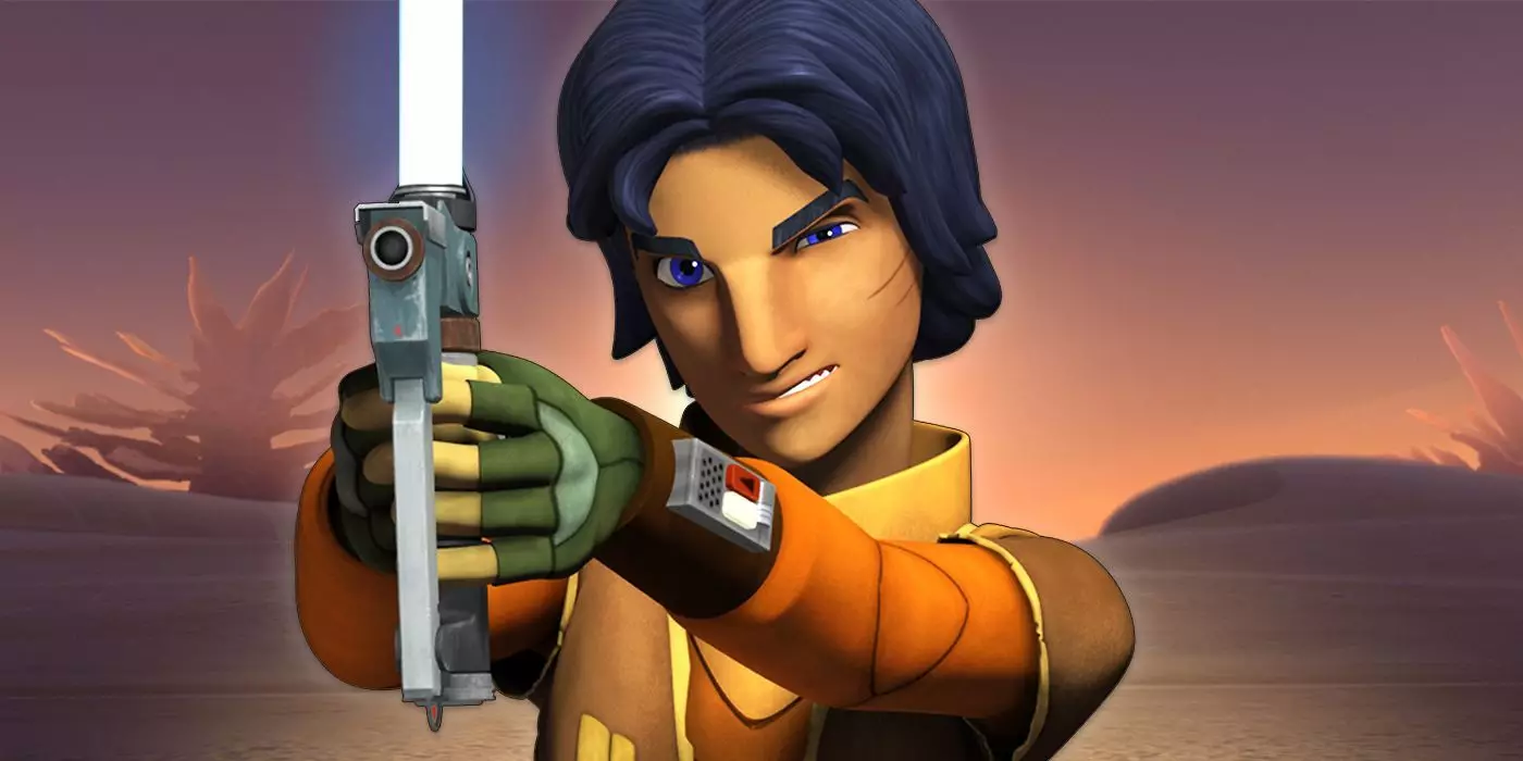 Ezra Bridger in njegov svetlobni meč iz filma Star Wars Rebels