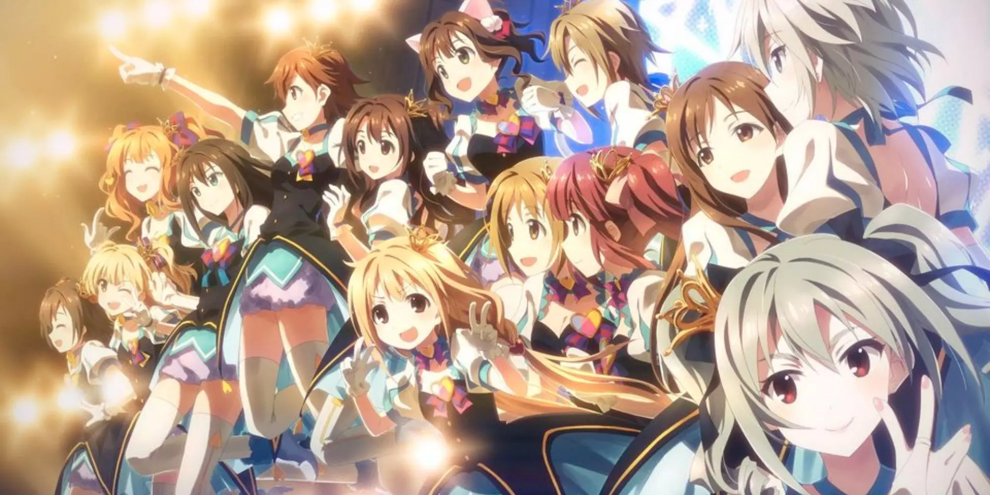 Idolmaster جا ڪيترائي ڪردار خوشيءَ سان پوز ڪري رهيا آهن