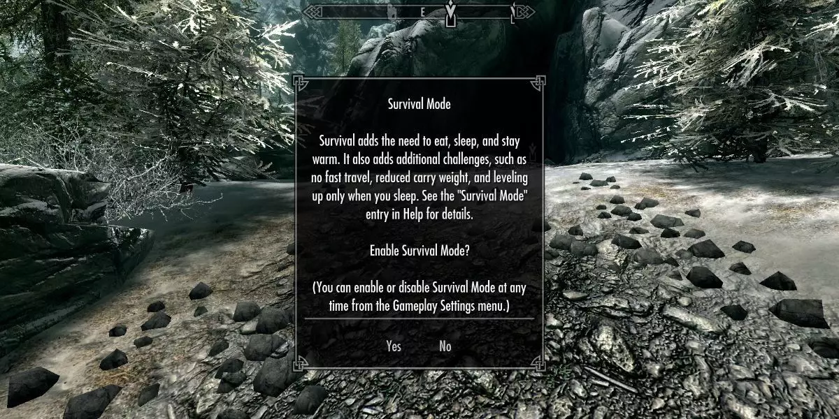 Skyrim Anniversary Edition Hur man slår på Survival Mode Camping