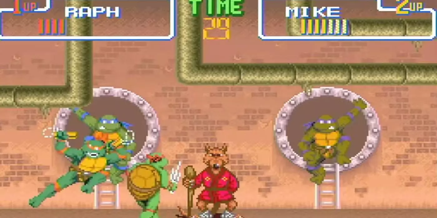 TMNT Turtles in Time Versus mode Splinter Raph Mike in бохир ус