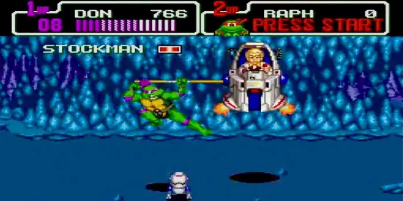 TMNT Hyperstone Heist gelut mabur BaxterStockman ing kapal