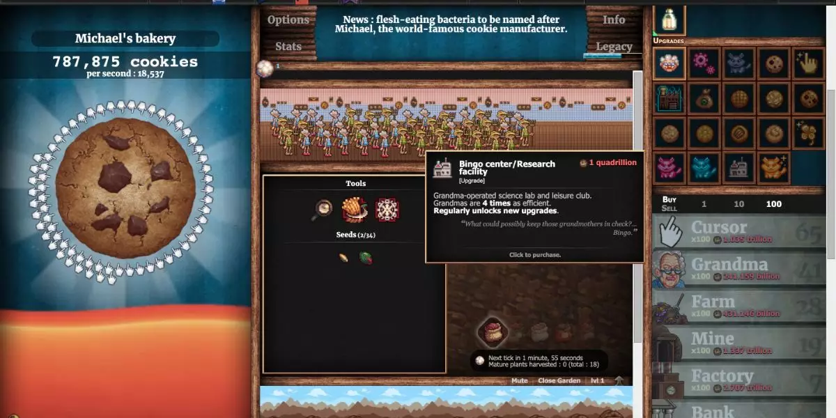 Cookie Clicker Всичко, което трябва да знаете за надстройките на изследователския център на Grandmas Bingo Center