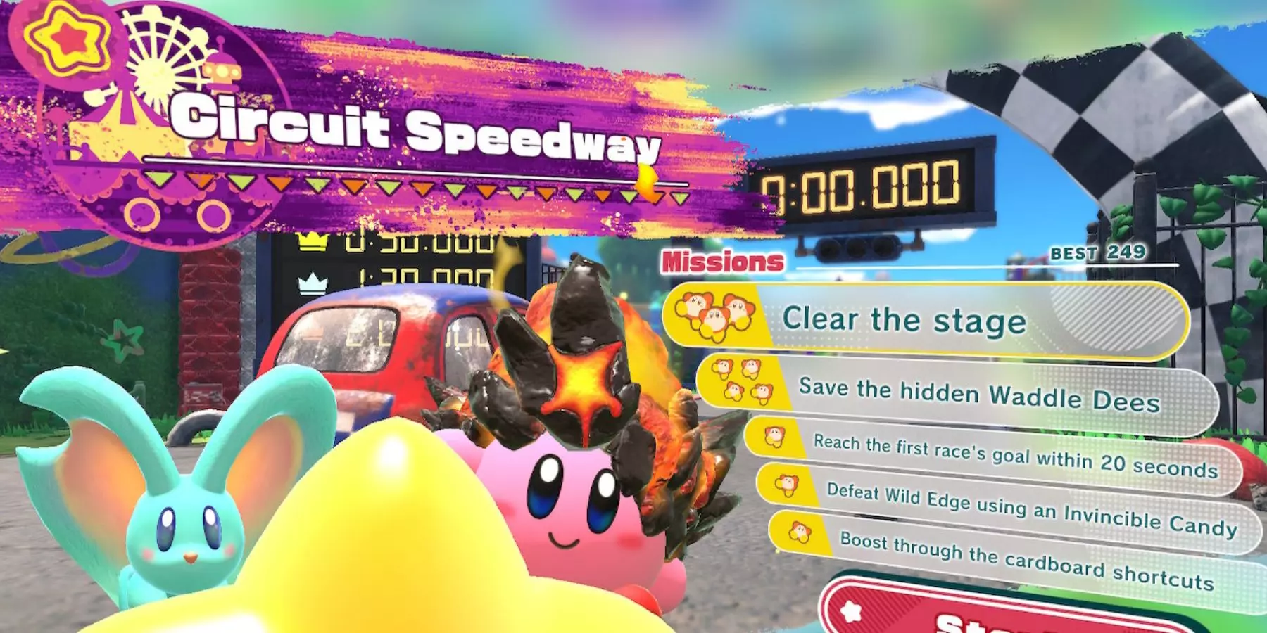 Si Kirby ug ang Nakalimtan nga Yuta: Circuit Speedway - Giya sa Mga Lokasyon ug Misyon sa Waddle Dee