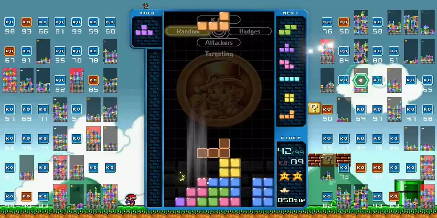 tetris 99 - Gioco di Tetris 99 con sfondo a tema Mario