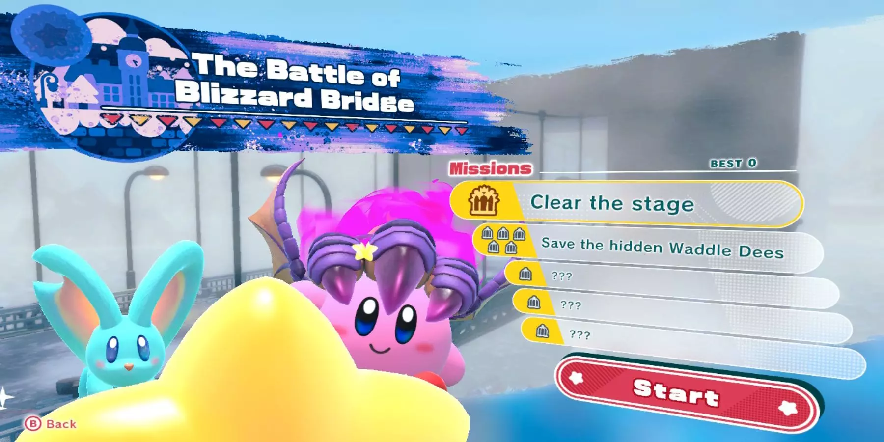 Kirby နှင့် Forgotten Land- Blizzard Bridge တိုက်ပွဲ - Waddle Dee နှင့် Missions Guide