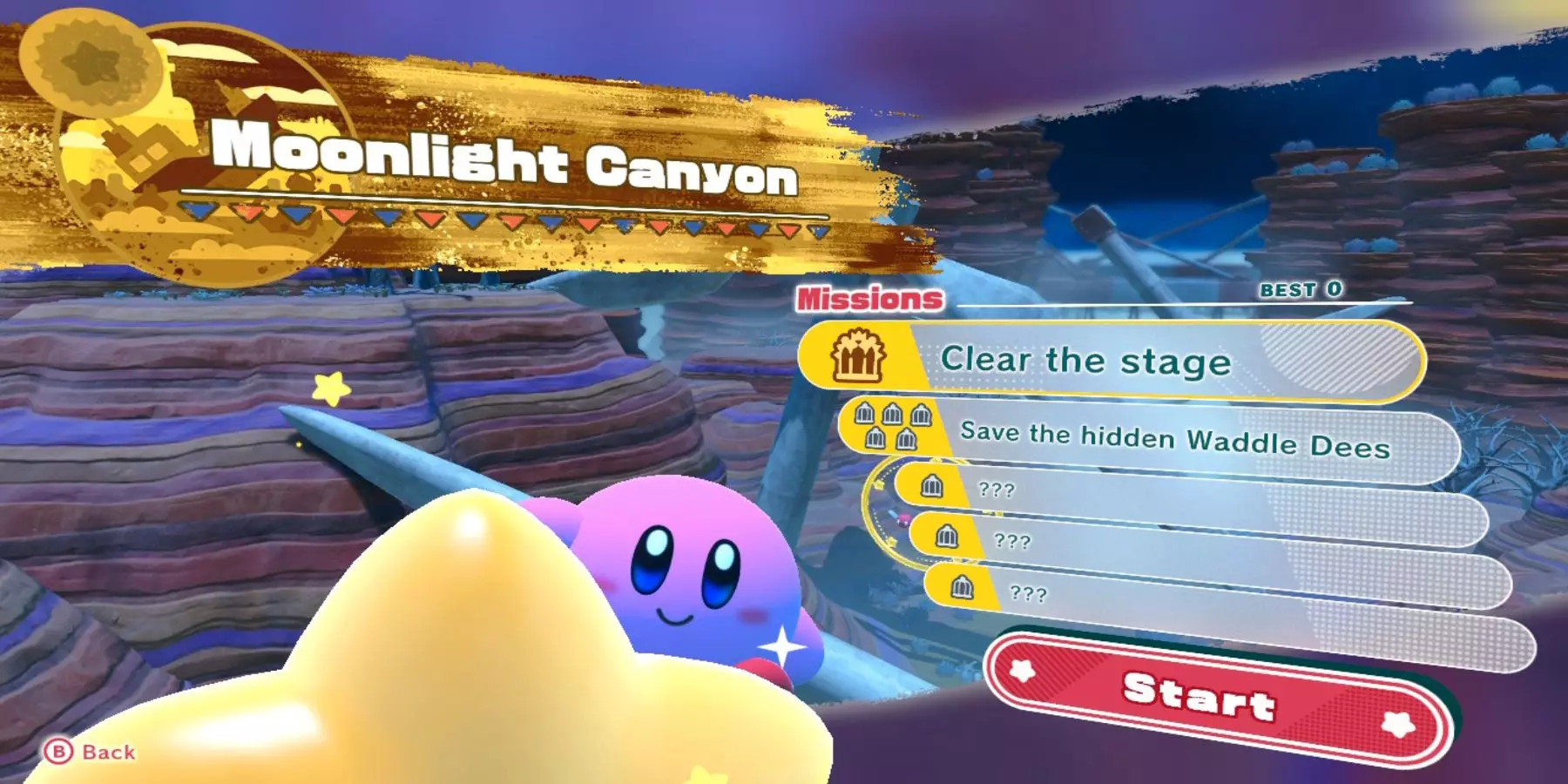 Kirby und das vergessene Land: Moonlight Canyon Missionsführer