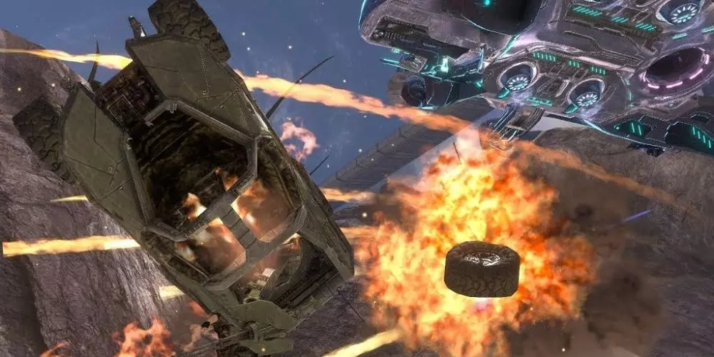 Warthog explotando en Halo