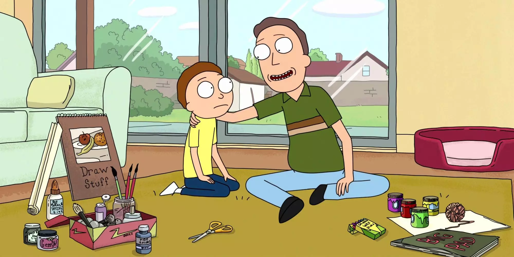 jerry parenting morty in Rick and morty