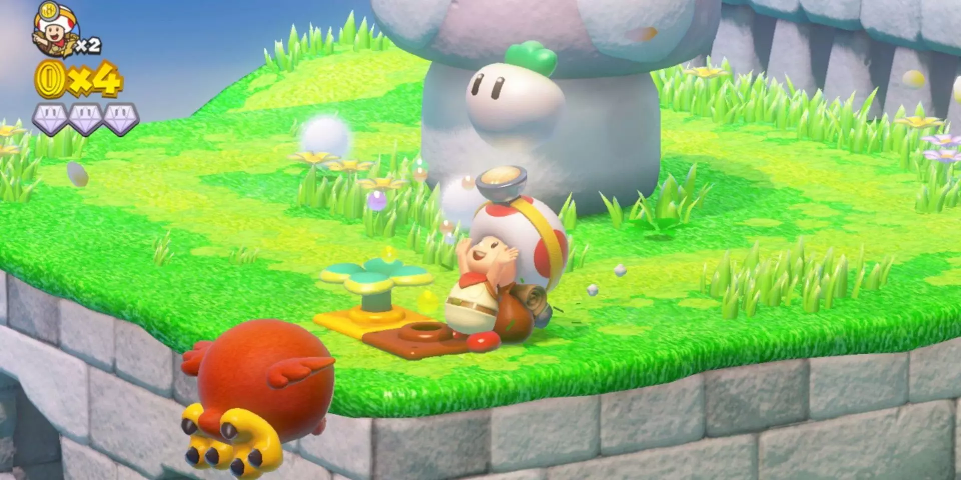 Toad trækker en majroe op i Captain Toad: Treasure Tracker