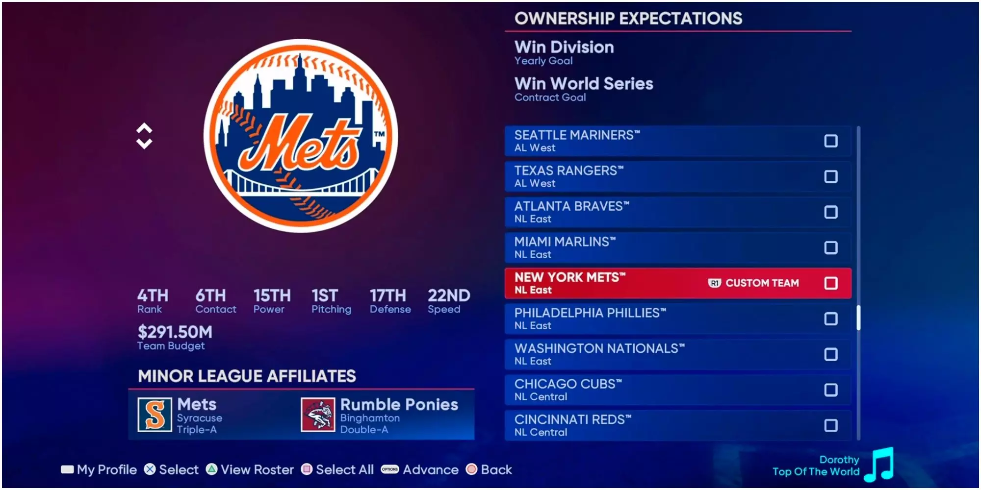 MLB The Show 22 Renditjet e përgjithshme të ekipeve për Mets