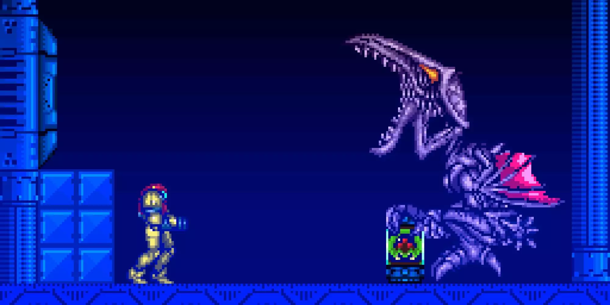 Samus es troba amb Ridley i el nadó a Super Metroid