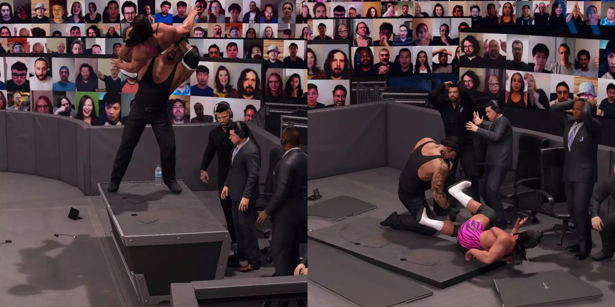 WWE 2K22 Undertaker Powerbombs Steiner