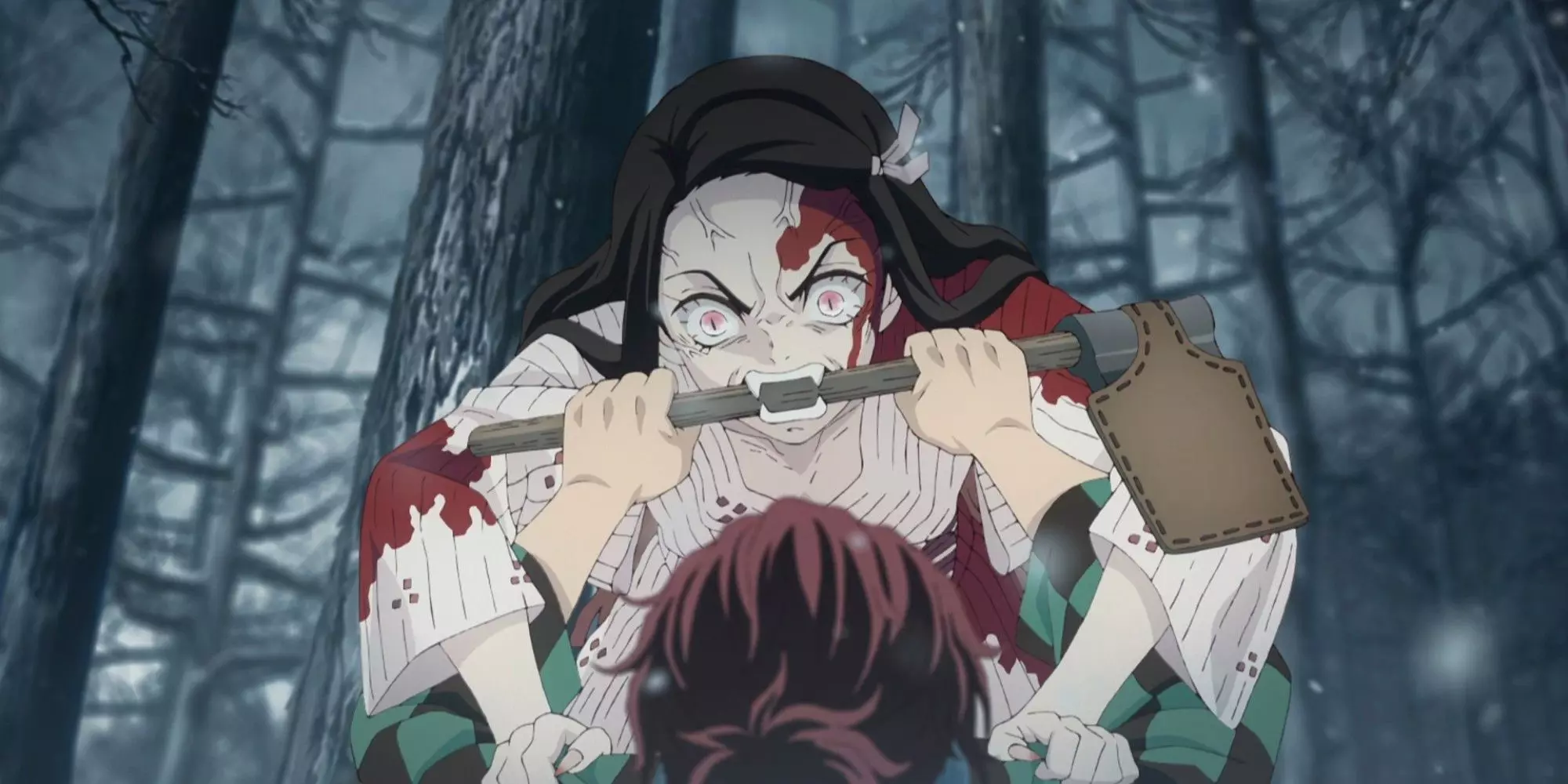 Nezuko_attacks_her_brother nan demon slayer