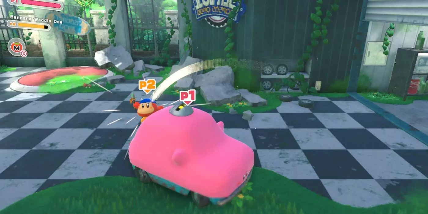 kirby နှင့် မေ့မြေပျောက် bandana dee ကားပါးစပ် kirby