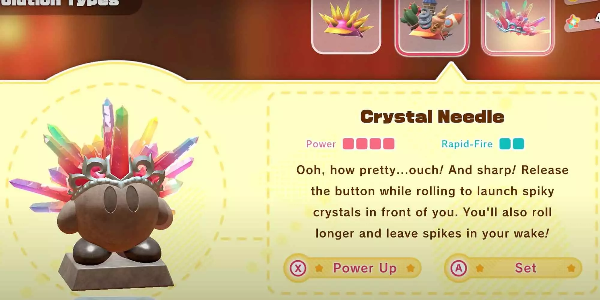 A atualização Crystal Needle para a capacidade de cópia Needle em Kirby and the Forgotten Land