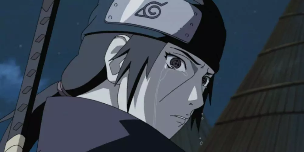 Itachi negarrez Sasuke uzten duenean