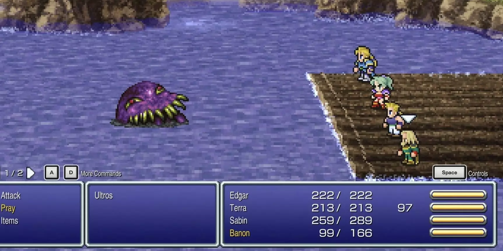 Cīņa ar Ultros Final Fantasy 6 Pixel Remaster