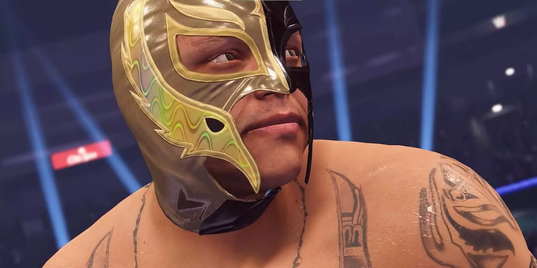 wwe 2k22 rey mysterio બ્લેક એન્ડ ગોલ્ડ માસ્ક