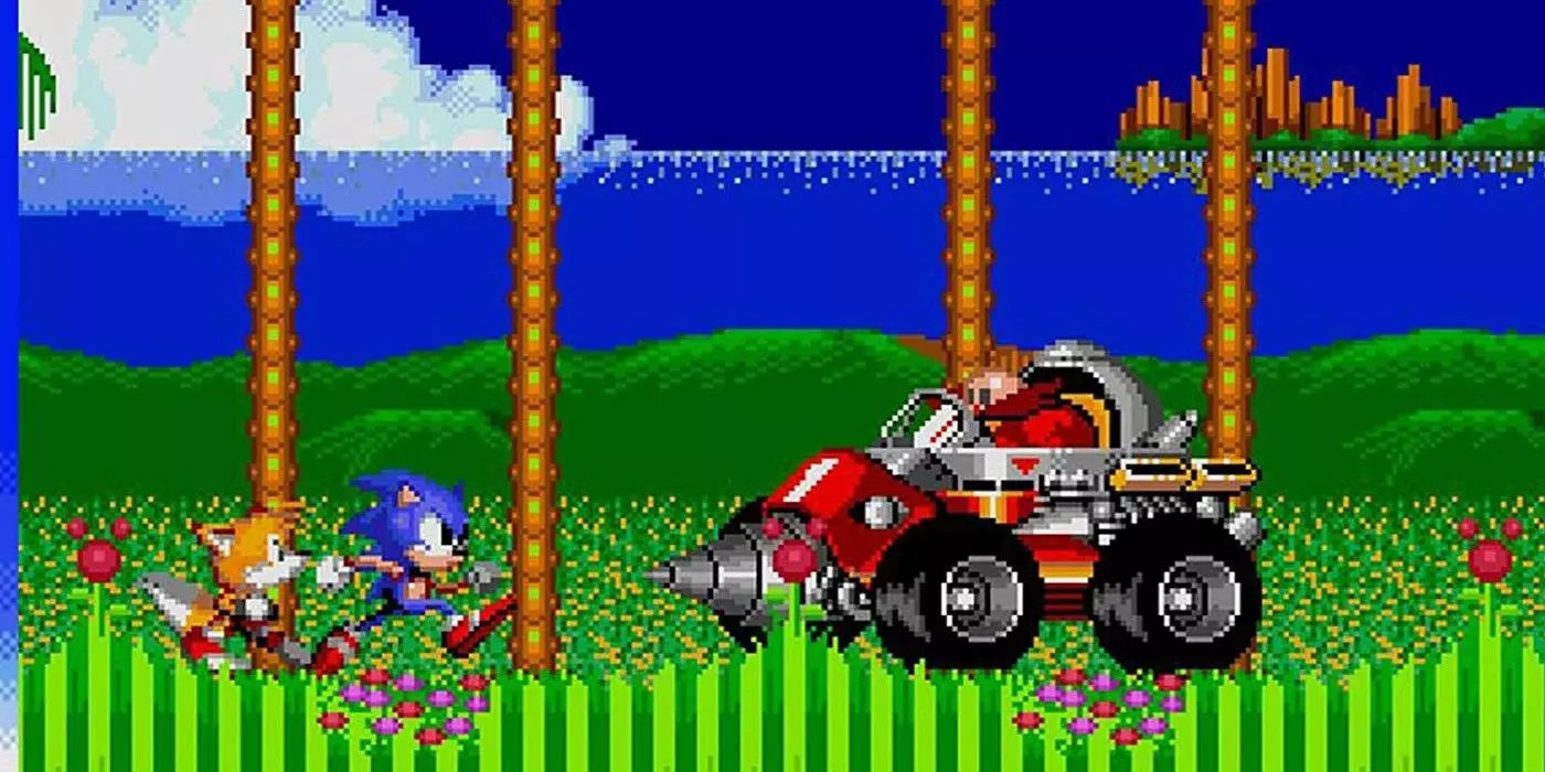 Robotnik se v vozilu bori s Sonikom