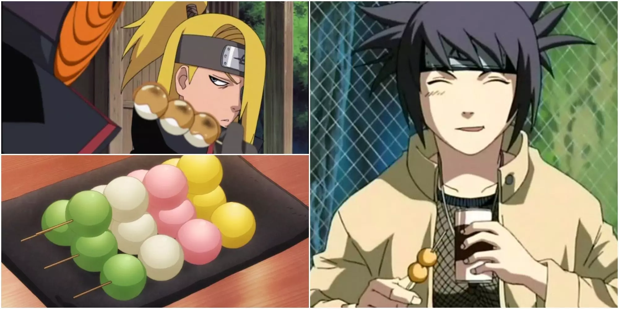 Colagem de Dango no anime Naruto