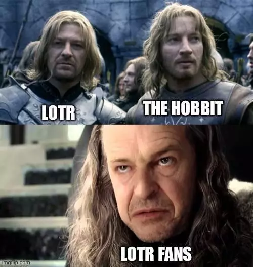 Denethor II, Faramir va Boromir ishtirokidagi “Uzuklar Lordi” filmidan olingan mem.