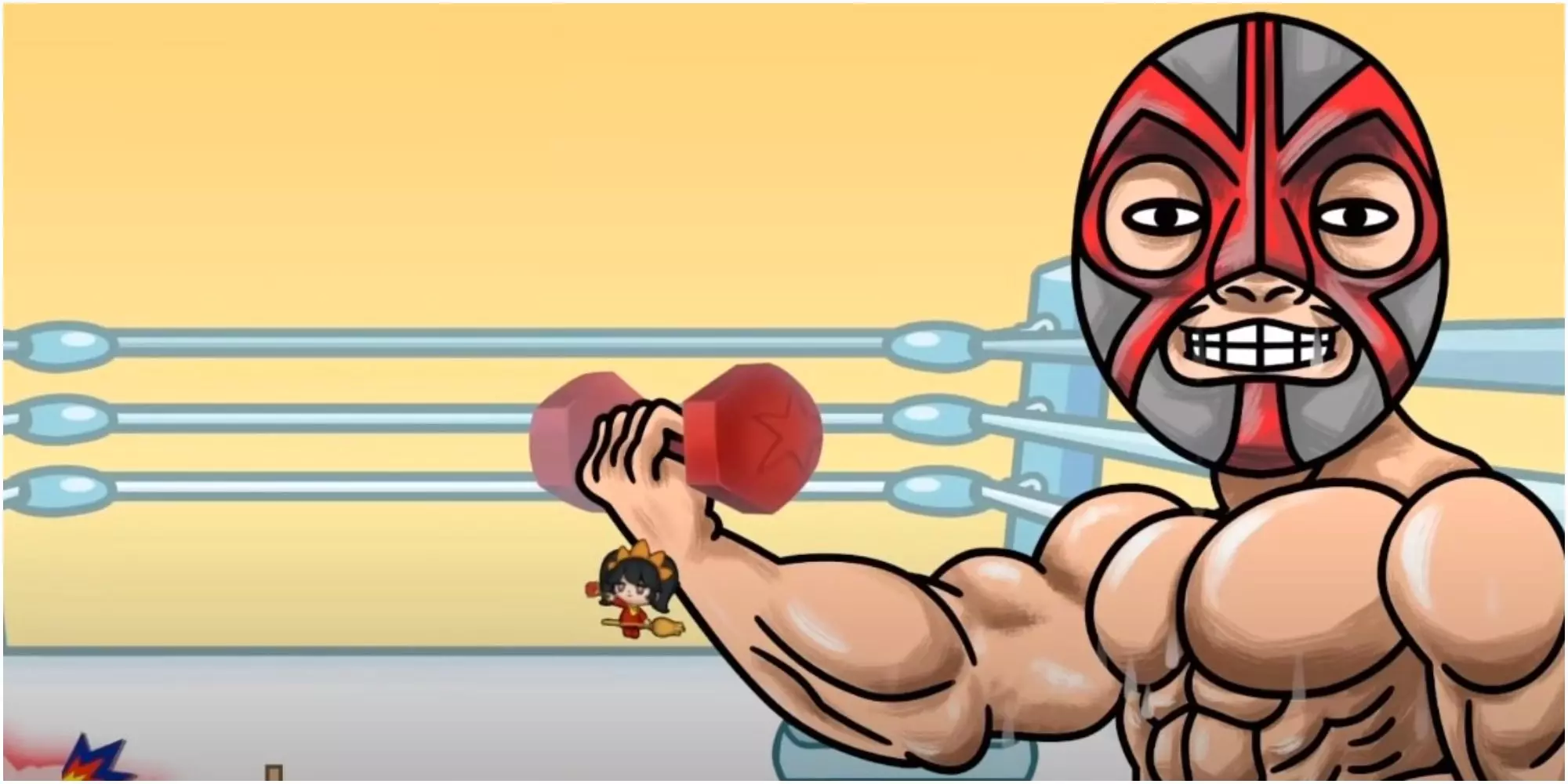 WarioWare Mettilo insieme! Alzando Il Braccio Di Curling Sul Luchador