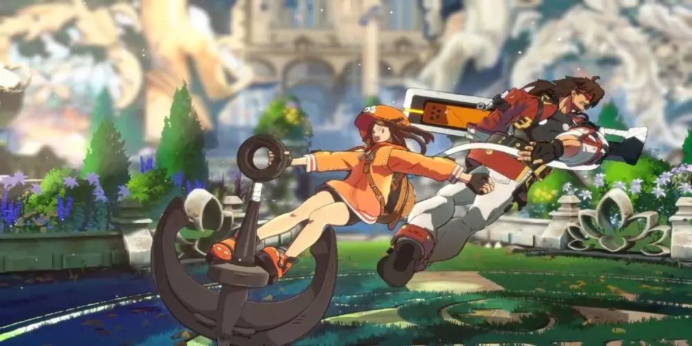 Personatges en equilibri sobre una àncora a Guilty Gear Strive