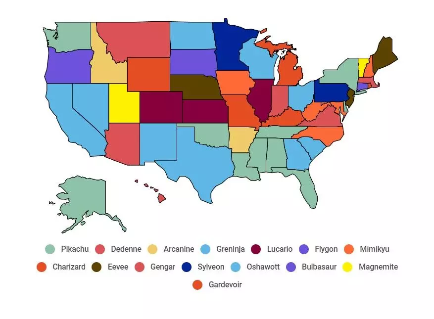 pokemon menurut negara bagian